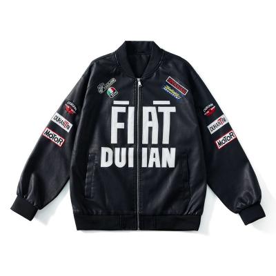 China Black Daily Smooth faux leather jacket wholesale Round Neck Long Sleeve Custom (YY-26350) for sale