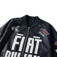 China Black Daily Smooth faux leather jacket wholesale Round Neck Long Sleeve Custom (YY-26350) for sale