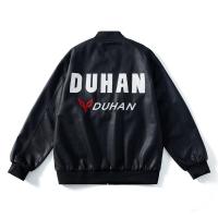 China Black Daily Smooth faux leather jacket wholesale Round Neck Long Sleeve Custom (YY-26350) for sale