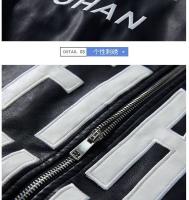 China Black Daily Smooth faux leather jacket wholesale Round Neck Long Sleeve Custom (YY-26350) for sale