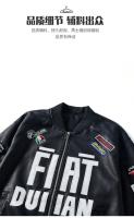 China Black Daily Smooth faux leather jacket wholesale Round Neck Long Sleeve Custom (YY-26350) for sale
