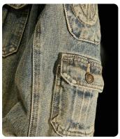China Daily Beading Fabric Hem mens denim jacket wholesale Stone Wash Long Sleeve Custom (JK764) for sale