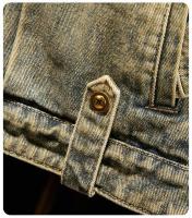 China Daily Beading Fabric Hem mens denim jacket wholesale Stone Wash Long Sleeve Custom (JK764) for sale