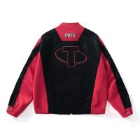 China Panel Windproof Fabric Hem faux leather jacket wholesale Color Block Long Sleeve Custom (YY-26656) for sale
