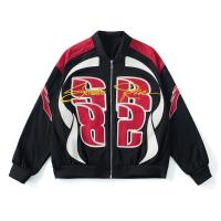 China Printed Black Red Windproof biker jacket wholesale Round Neck Fabric Hem Custom (YY-26617) for sale