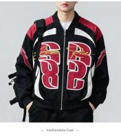 China Printed Black Red Windproof biker jacket wholesale Round Neck Fabric Hem Custom (YY-26617) for sale