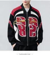 China Printed Black Red Windproof biker jacket wholesale Round Neck Fabric Hem Custom (YY-26617) for sale