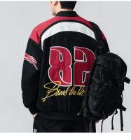 China Printed Black Red Windproof biker jacket wholesale Round Neck Fabric Hem Custom (YY-26617) for sale