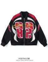 China Printed Black Red Windproof biker jacket wholesale Round Neck Fabric Hem Custom (YY-26617) for sale