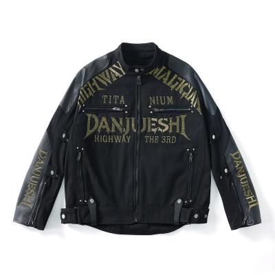 China Panel Black Red Windproof biker jacket wholesale Round Neck Fabric Hem Custom (YY-26616) for sale
