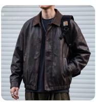 China Daily Windproof Fabric Hem faux leather jacket wholesale Black Brown Long Sleeve Custom (YY-3298) for sale