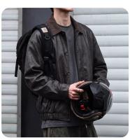 China Daily Windproof Fabric Hem faux leather jacket wholesale Black Brown Long Sleeve Custom (YY-3298) for sale