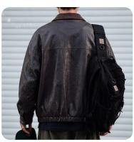 China Daily Windproof Fabric Hem faux leather jacket wholesale Black Brown Long Sleeve Custom (YY-3298) for sale