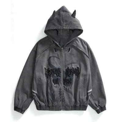 China Hooded Red Grey With Hood mens casual leather jackets Windproof Fabric Hem Custom (YY-9709) for sale