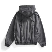 China Hooded Red Grey With Hood mens casual leather jackets Windproof Fabric Hem Custom (YY-9709) for sale
