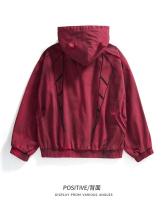China Hooded Red Grey With Hood mens casual leather jackets Windproof Fabric Hem Custom (YY-9709) for sale