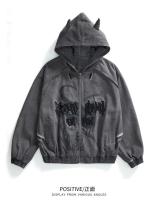 China Hooded Red Grey With Hood mens casual leather jackets Windproof Fabric Hem Custom (YY-9709) for sale