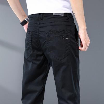 China Urban Fashion Daily Washed Mid Waist mens pants wholesale Black Khaki Solid Color Custom (P325) for sale