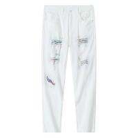 China White Mid Waist Youth Trend wholesale skinny jeans mens Regular Fit Daily Casual Custom (P396) for sale