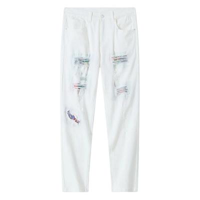China White Mid Waist Youth Trend wholesale skinny jeans mens Regular Fit Daily Casual Custom (P396) for sale