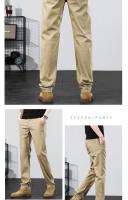 China Daily Mid Waist Breathable mens pants wholesale Black Khaki Slight Stretch Custom (P325) for sale