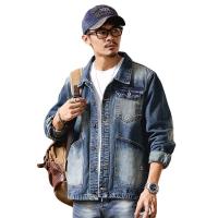 China Blue Daily Fabric Hem mens denim jacket wholesale Stone Wash Long Sleeve Custom (JK529) for sale