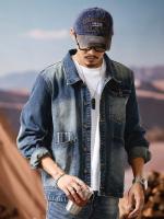 China Blue Daily Fabric Hem mens denim jacket wholesale Stone Wash Long Sleeve Custom (JK529) for sale