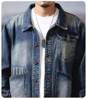 China Blue Daily Fabric Hem mens denim jacket wholesale Stone Wash Long Sleeve Custom (JK529) for sale