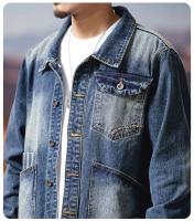 China Blue Daily Fabric Hem mens denim jacket wholesale Stone Wash Long Sleeve Custom (JK529) for sale