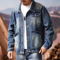 China Lapel Collar Blue Daily Fabric Hem mens denim jacket wholesale Stone Wash Long Sleeve Custom (JK529) for sale