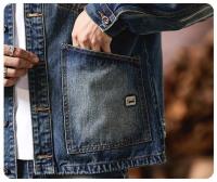 China Lapel Collar Blue Daily Fabric Hem mens denim jacket wholesale Stone Wash Long Sleeve Custom (JK529) for sale