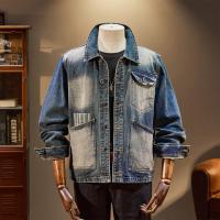 China Lapel Collar Blue Daily Washed mens denim jacket wholesale No Lining Long Sleeve Custom (JK529) for sale