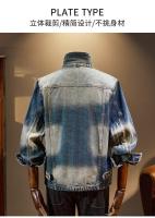 China Lapel Collar Blue Daily Washed mens denim jacket wholesale No Lining Long Sleeve Custom (JK529) for sale