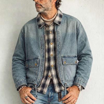 China Blue Warm Washed mens denim jacket wholesale Cotton Regular Custom (E9905) for sale