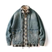 China Blue Warm Washed mens denim jacket wholesale Cotton Regular Custom (E9905) for sale