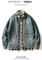 China Blue Warm Washed mens denim jacket wholesale Cotton Regular Custom (E9905) for sale