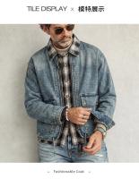 China Blue Warm Washed mens denim jacket wholesale Cotton Regular Custom (E9905) for sale