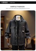 China Warm Winter Regular mens casual leather jackets Black Blue Long Sleeve Custom (CS038) for sale