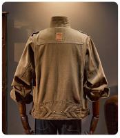 China Daily Fabric Hem Cotton 100% french workwear jacket wholesale Long Sleeve Lapel Collar Custom (CK779) for sale