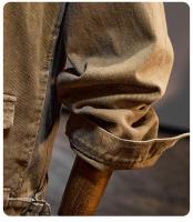 China Daily Fabric Hem Cotton 100% french workwear jacket wholesale Long Sleeve Lapel Collar Custom (CK779) for sale