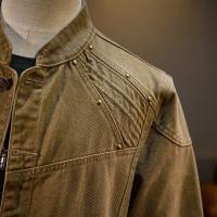 China Khaki Daily Round Neck mens casual leather jackets Fabric Hem Cotton 100% Custom (CK778) for sale