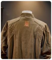 China Khaki Daily Round Neck mens casual leather jackets Fabric Hem Cotton 100% Custom (CK778) for sale