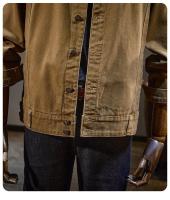 China Khaki Daily Round Neck mens casual leather jackets Fabric Hem Cotton 100% Custom (CK778) for sale