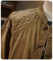 China Khaki Daily Round Neck mens casual leather jackets Fabric Hem Cotton 100% Custom (CK778) for sale