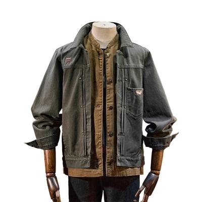 China Daily Army Green Fabric Hem mens casual leather jackets Color Block Cotton 100% Custom (CK776) for sale