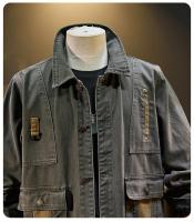China Casual Style Daily Army Green Fabric Hem french workwear jacket wholesale Color Block Cotton 100% Custom (CK775) for sale