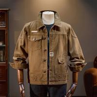 China Khaki Daily Fabric Hem french workwear jacket wholesale Cotton 100% Long Sleeve Custom (CK773) for sale