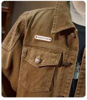 China Khaki Daily Fabric Hem french workwear jacket wholesale Cotton 100% Long Sleeve Custom (CK773) for sale