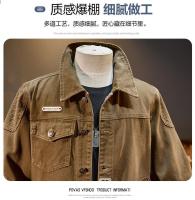 China Khaki Daily Fabric Hem french workwear jacket wholesale Cotton 100% Long Sleeve Custom (CK773) for sale