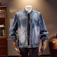 China Navy Daily Washed french workwear jacket wholesale Round Neck Long Sleeve Custom (JK771) for sale